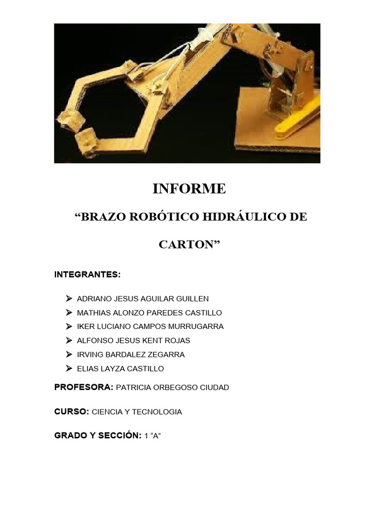 Brazo Robot Hidraulico de Carton-1 | PDF | Hidráulica | Ingeniería