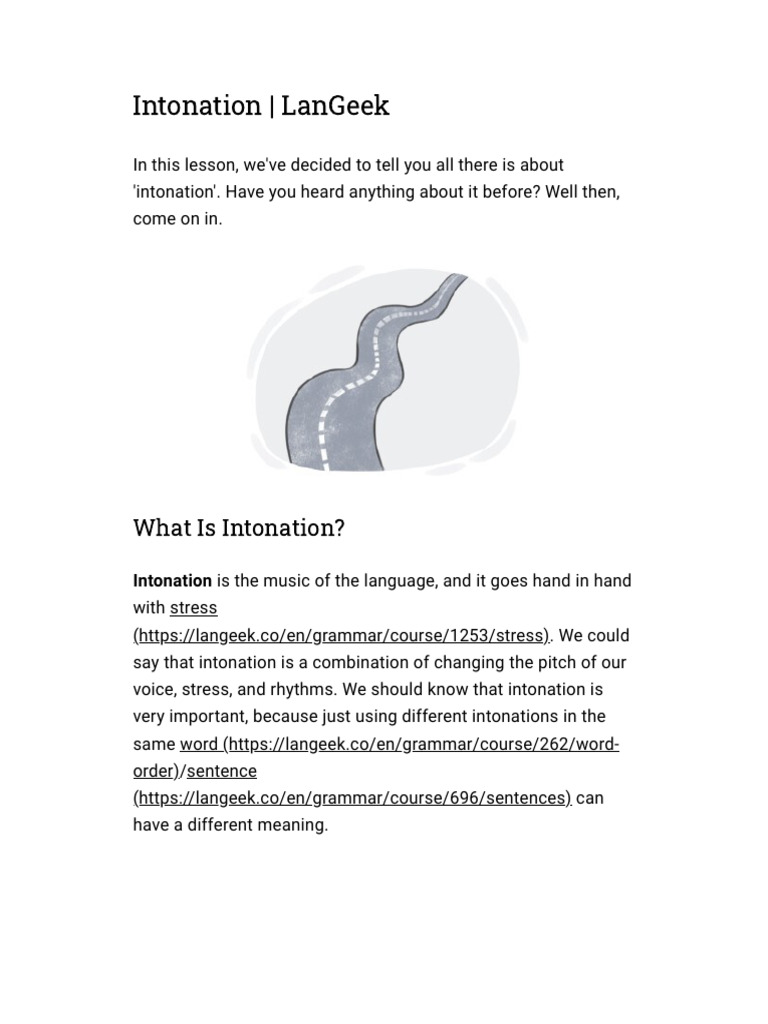 Intonation - LanGeek | PDF | Question | Tone (Linguistics)