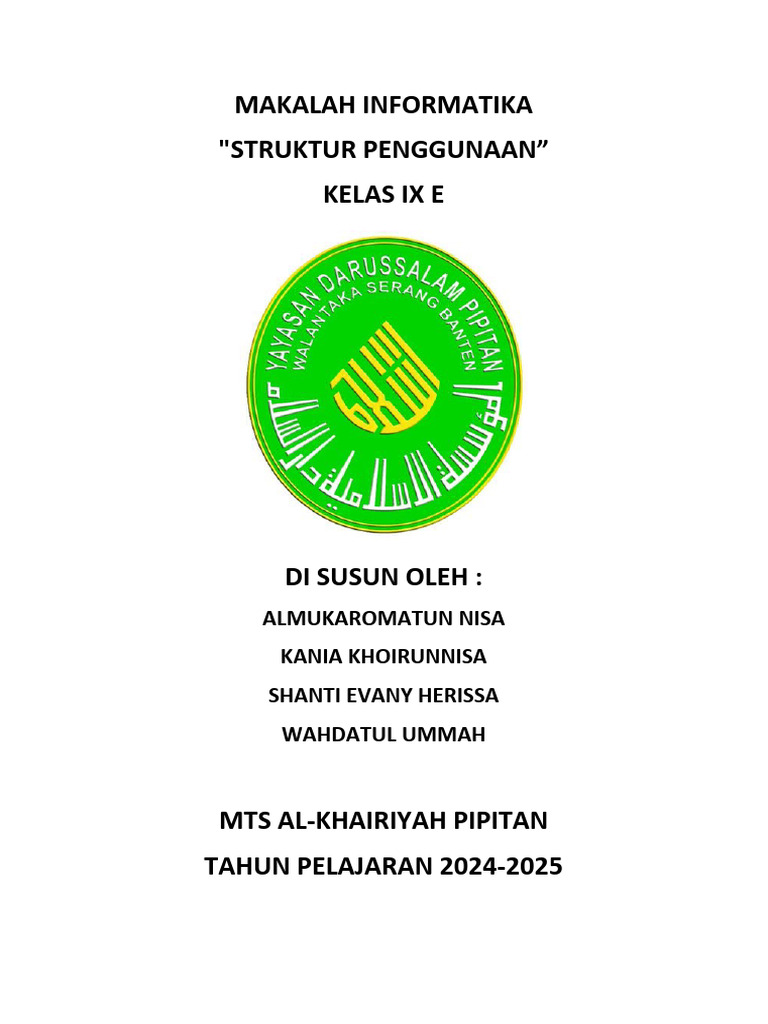Makalah Informatika Kelas Ix e | PDF | Seni | Komputer