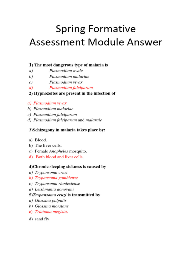 2nd Spring FA Module Answer | PDF | Lymphoma | Plasmodium