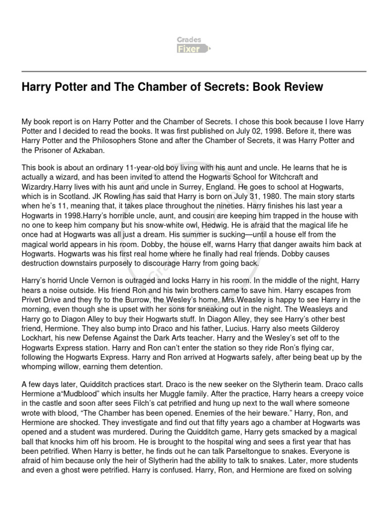 Harry Potter Chamber Secrets Review | PDF | Harry Potter | Fictional ...