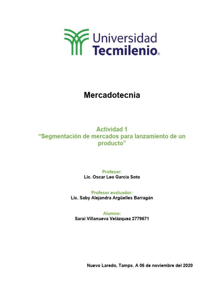 Actividad 1 - Mercadotecnia | PDF | Marketing | Mercado (economía)