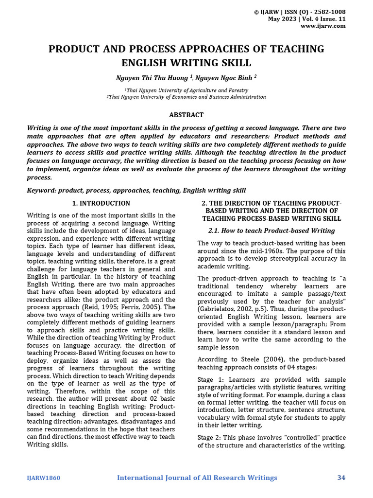 Product vs. Process in Teaching Writing | PDF | Teachers | Learning