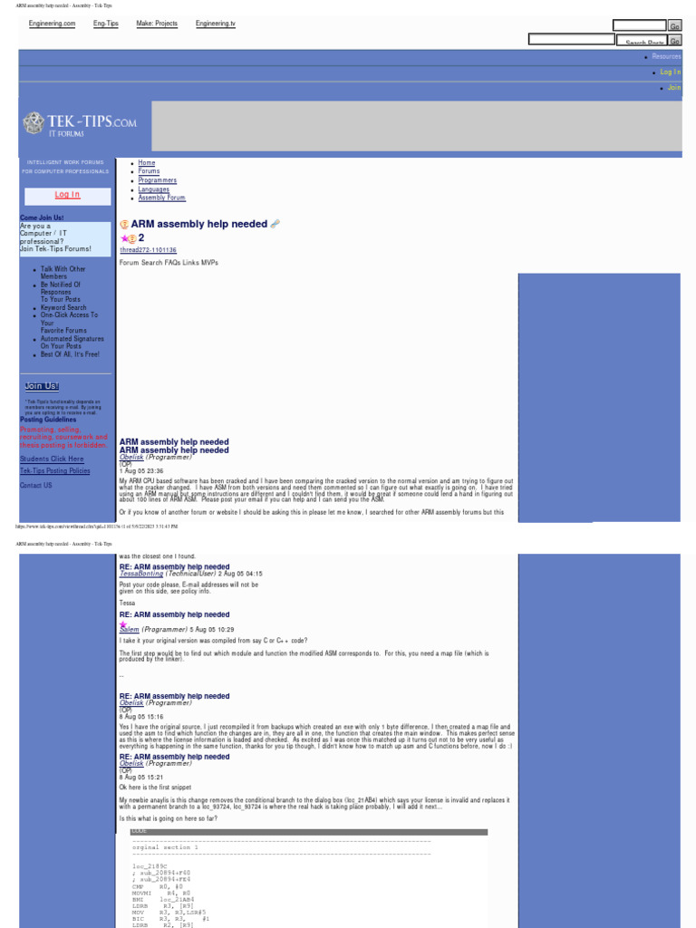 ARM Assembly Help Needed - Assembly - Tek-Tips | PDF | Software Engineering | Software Development
