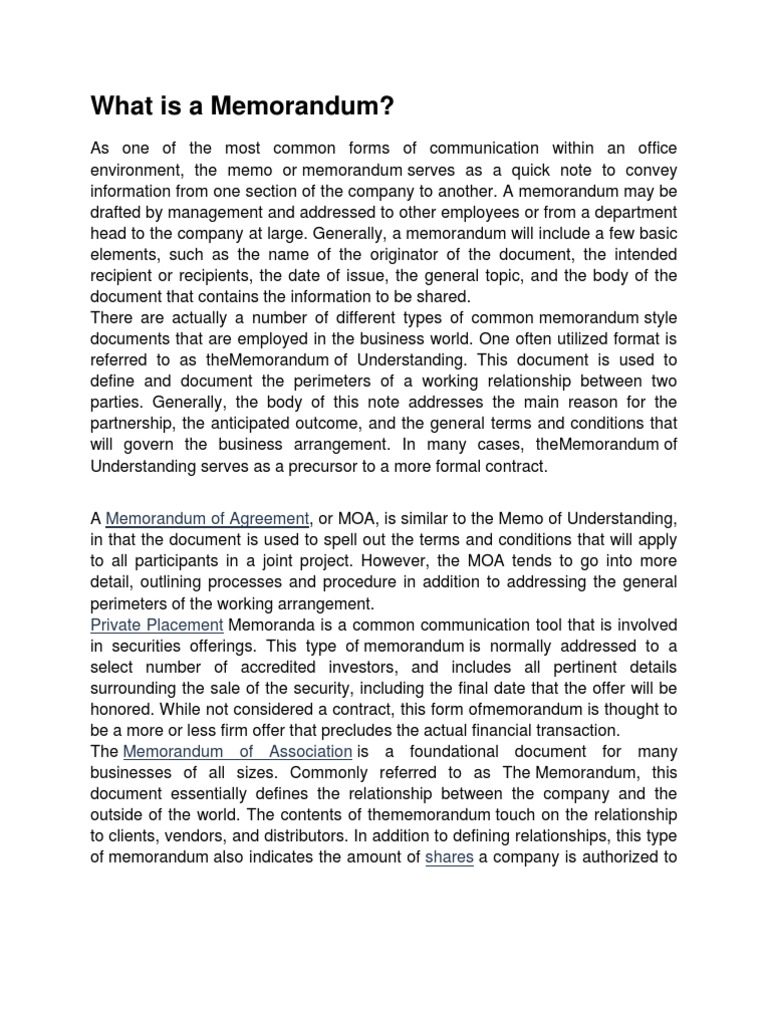 Understanding Memorandums in Business | PDF | Memorandum | Document