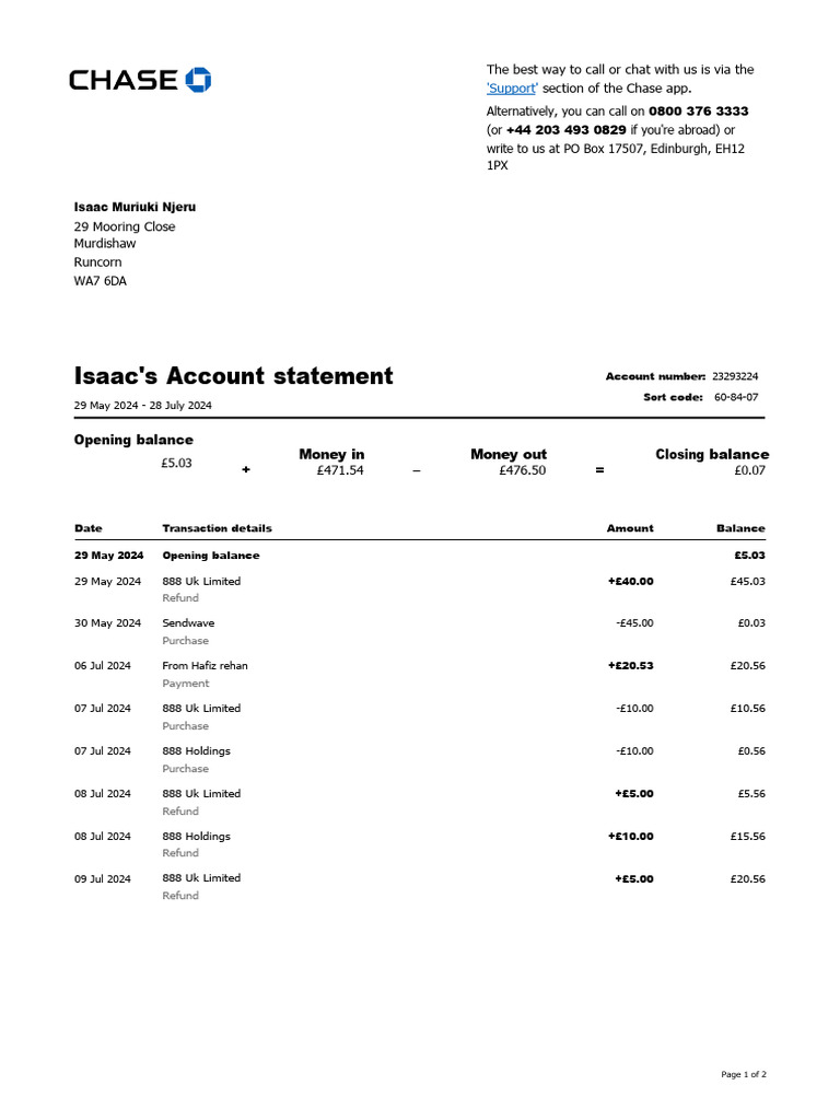 Statement For 29 May 2024 To 28 July 2024 | PDF | Investing | Business
