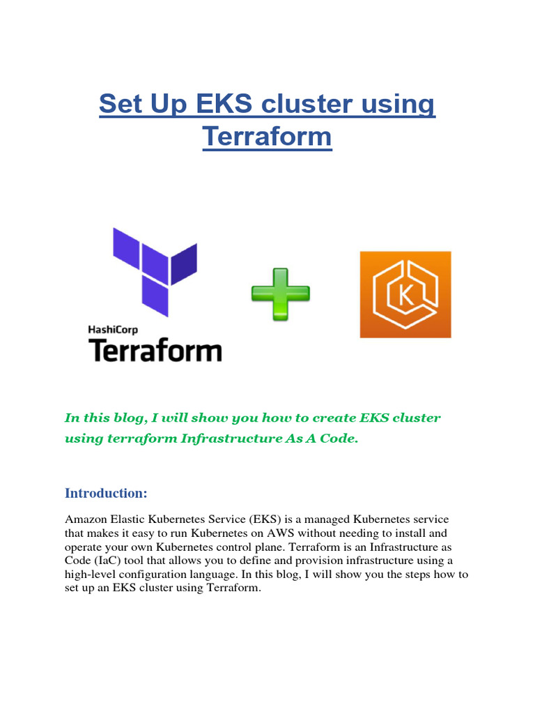 Set Up EKS Cluster Using Terraform | PDF | Amazon Web Services | Software