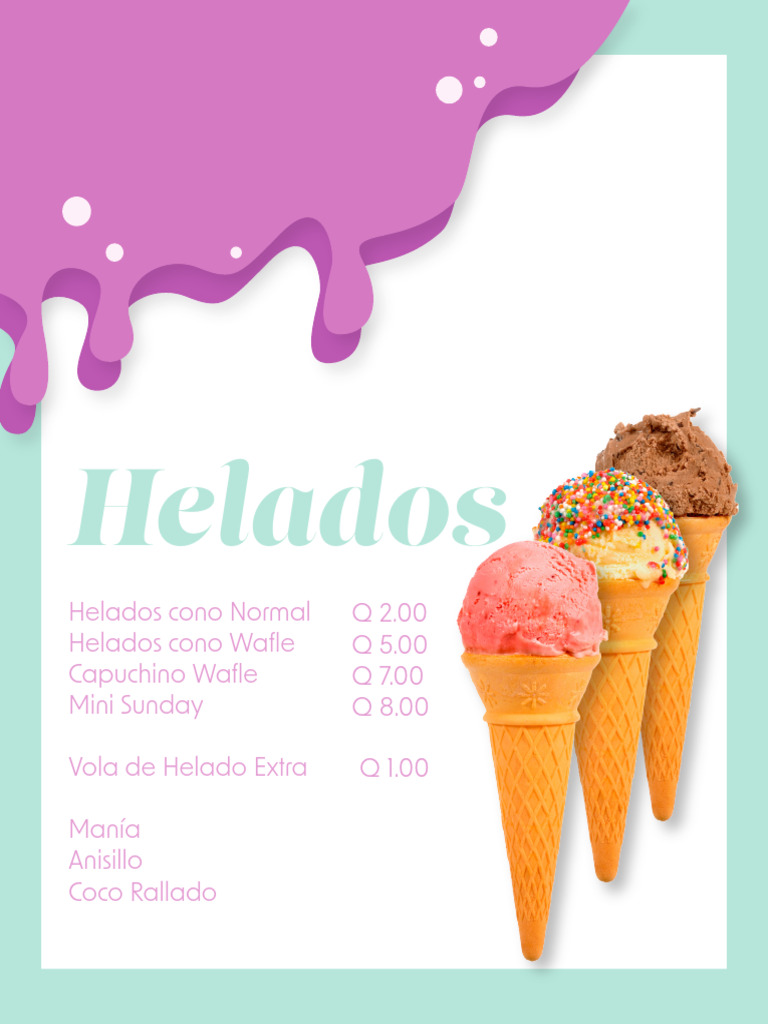 Carteles de Helados Variados | PDF | Cocina, comidas y vino
