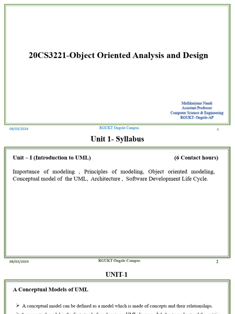OOAD Unit-1 | PDF | Unified Modeling Language | Conceptual Model OOAD Unit-1 | PDF | Unified Modeling Language | Conceptual Model