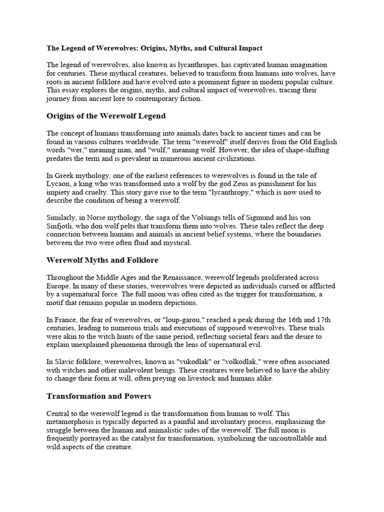 Werewolf Legends: Origins & Impact | PDF | Werewolves | Folklore