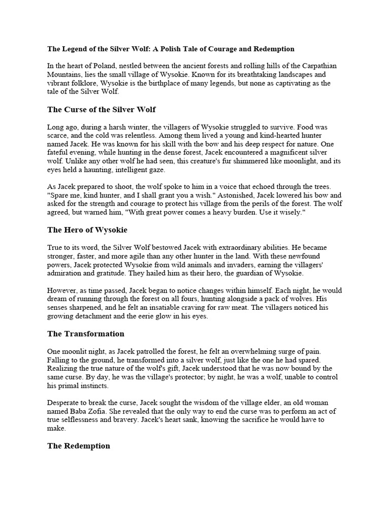 The Legend of The Silver Wolf | PDF