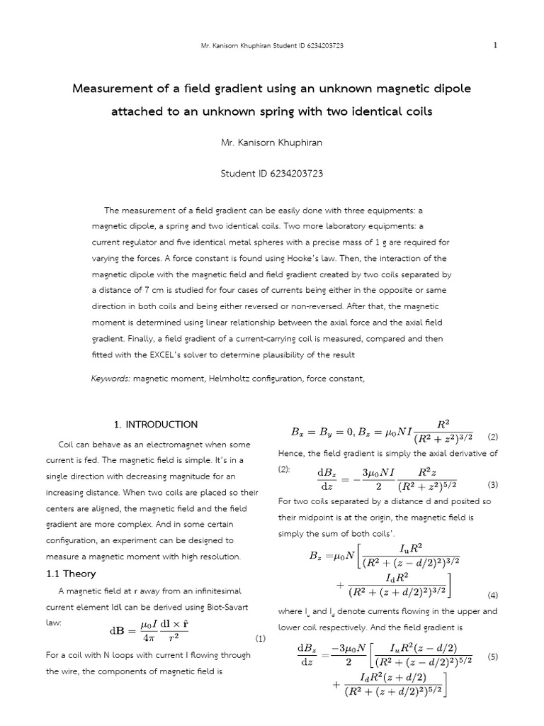 MFB Report | PDF | Magnetic Field | Force