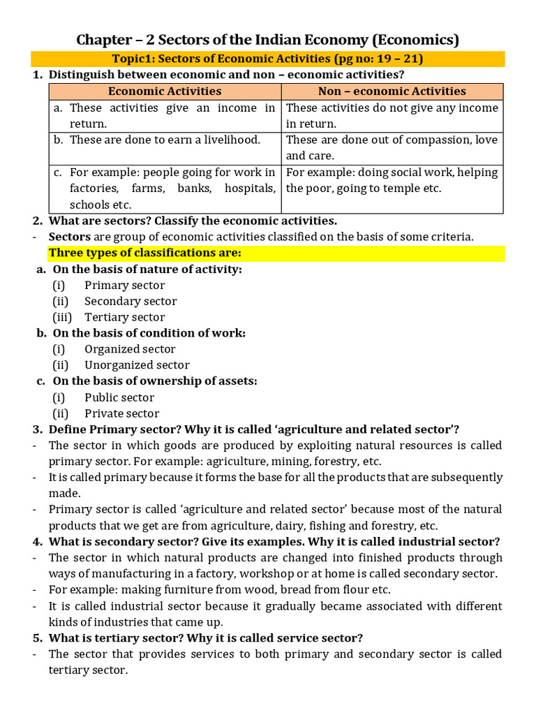 Chapter - 2 Sectors of The Indian Economy (Economics) | PDF | Underemployment | Employment