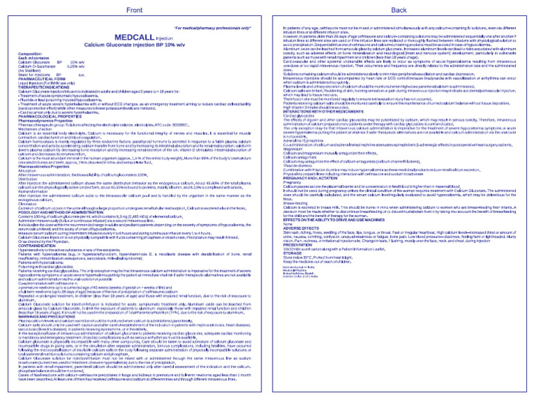 Medcall Injection Leaflet | PDF