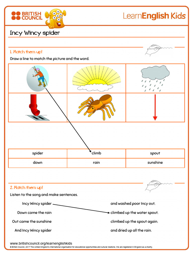 Songs Incy Wincy Spider Worksheet | PDF