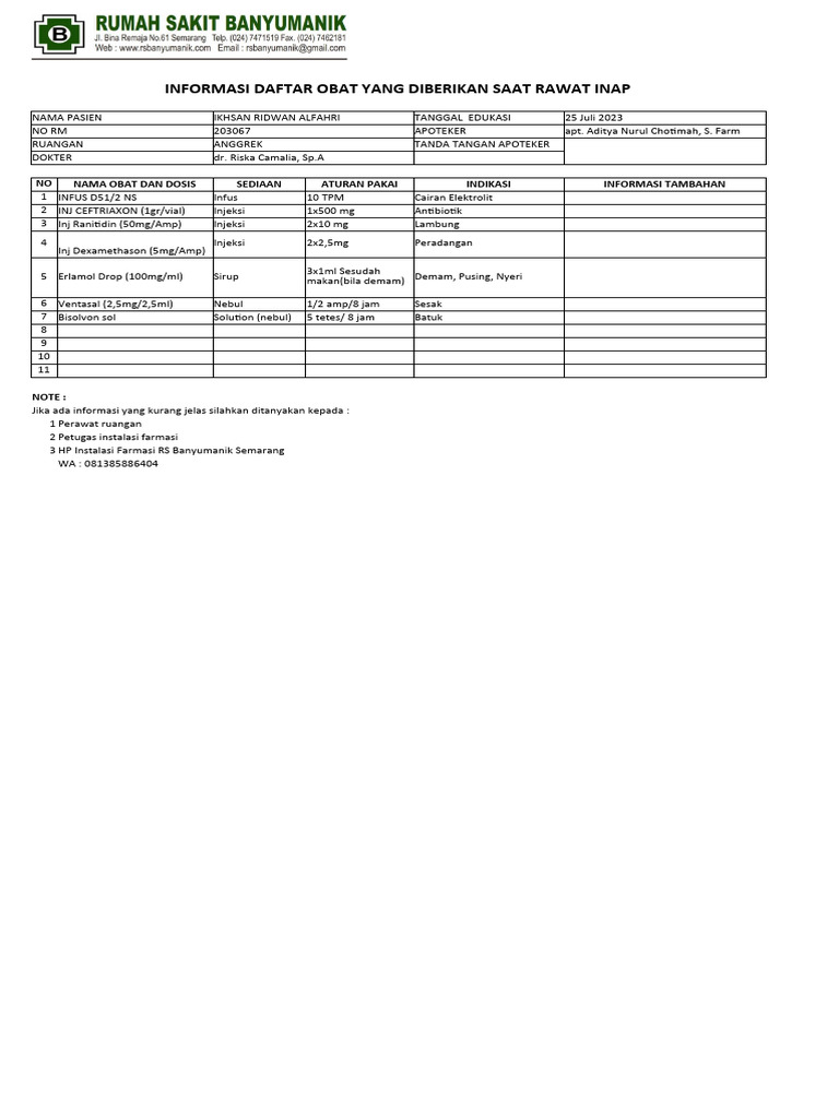 Juli Form Edukasi Obat Pasien Ranap Pdf