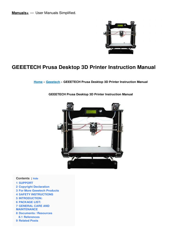 Prusa Desktop 3d Printer Manual | PDF | Screw | Printer (Computing)