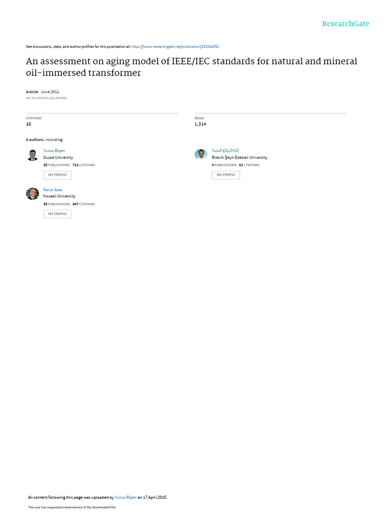 Aging Model of IEEE/IEC Transformer Standards | PDF | Transformer ...