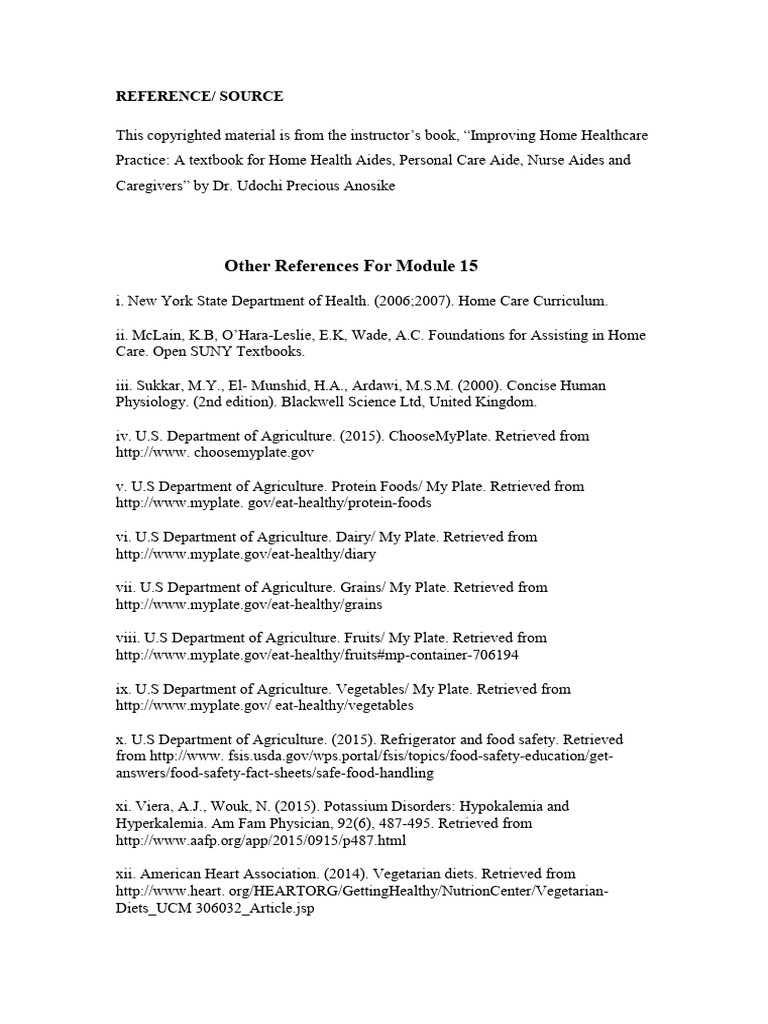 Other References For Module 15 | PDF | Wellness