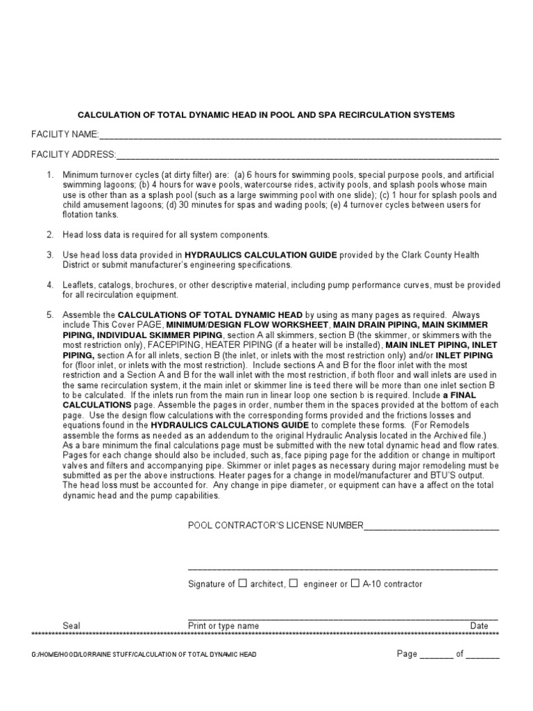 Calculation Total Dynamic Head | Swimming Pool | Hvac