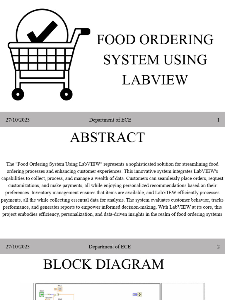 Food Ordering System Using Labview: 27/10/2023 Department of ECE 1 ...