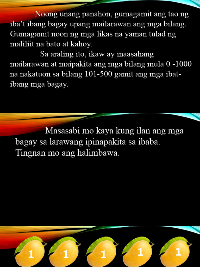 MATH Week 1 Paglalarawan NG Mga Bilang Mula 0 - 1000 | PDF