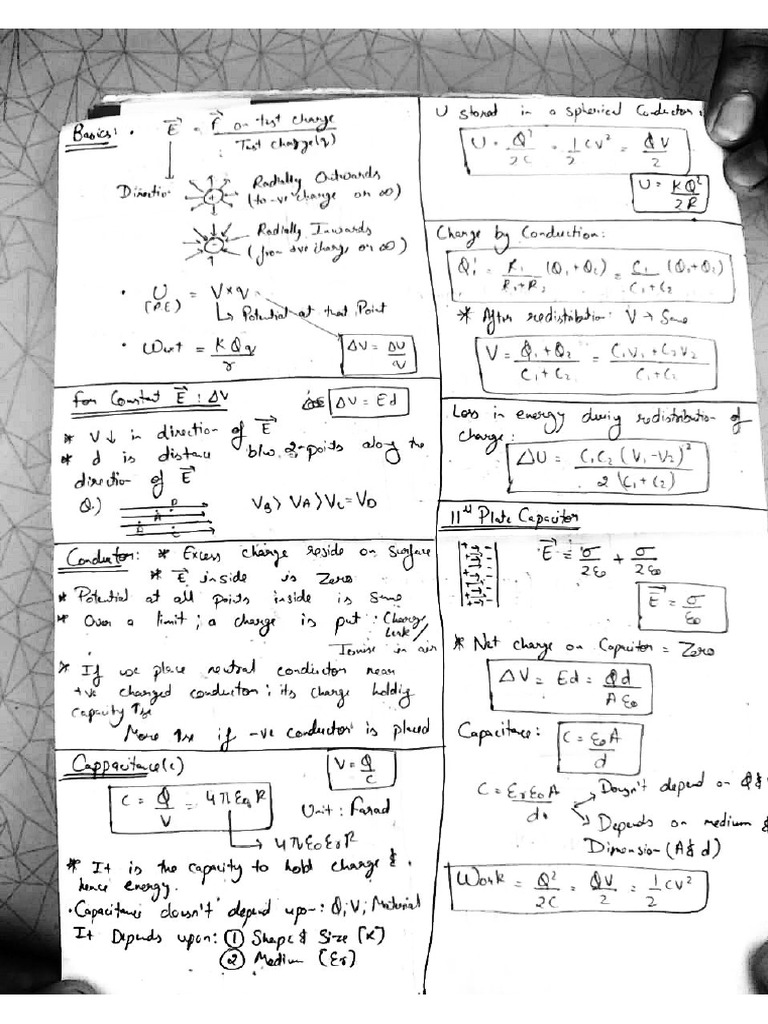 Capacitor and ELECTROSTATICS Short Notes Part 1 | PDF