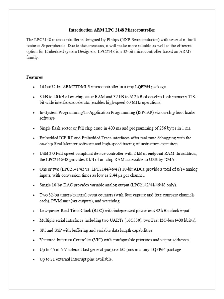 Introduction ARM LPC 2148 Microcontrolleremb | PDF | P–N Junction ...