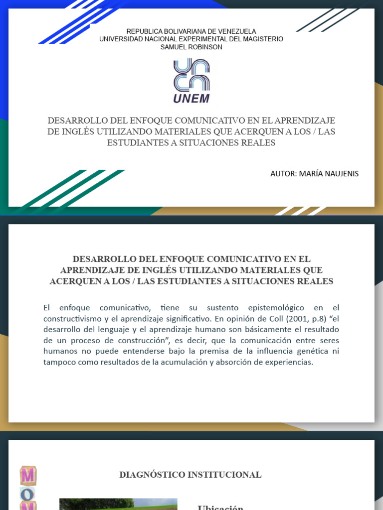 Desarrollo Del Enfoque Comunicativo en El Aprendizaje de Inglés Utilizando Materiales Que ...