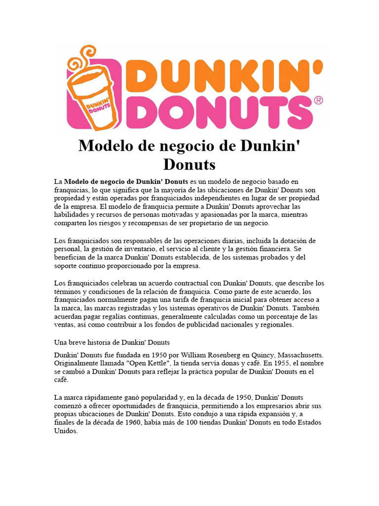 Modelo de Negocio de Dunkin | PDF