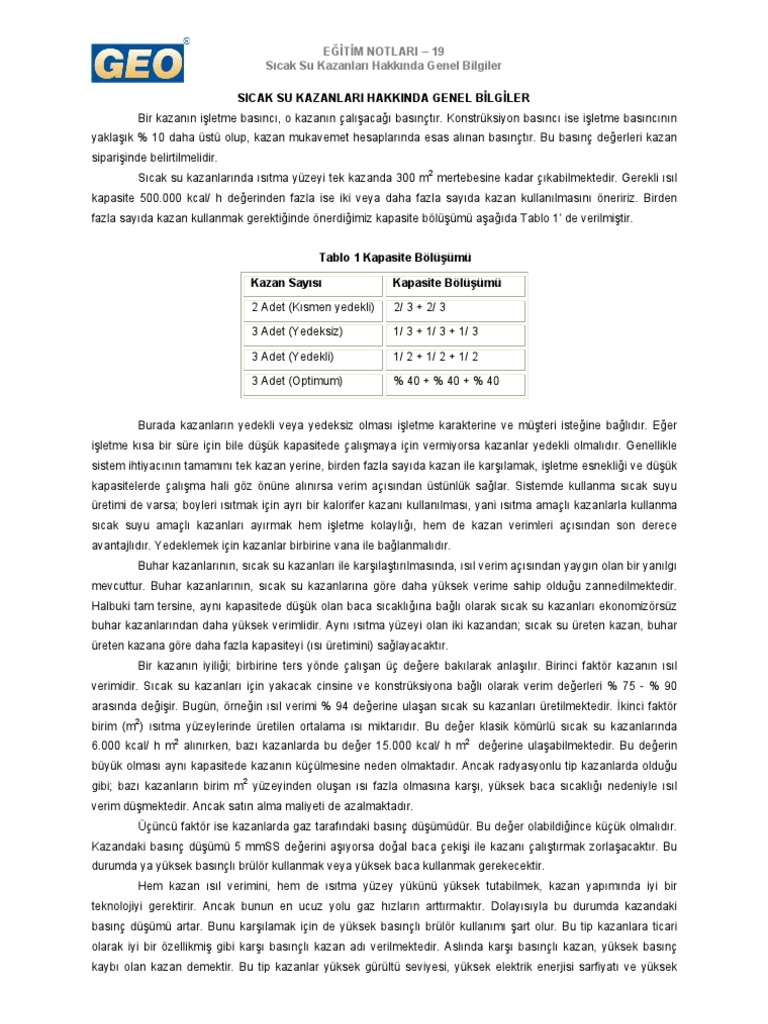 Sicak Su Kazanlari Hakkinda Genel Bilgiler | PDF