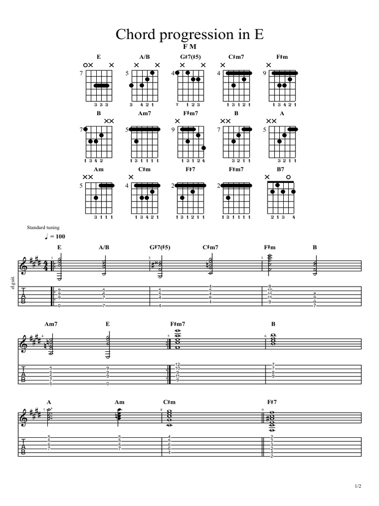 Chord Progression in E | PDF | Elements Of Music | Music Theory