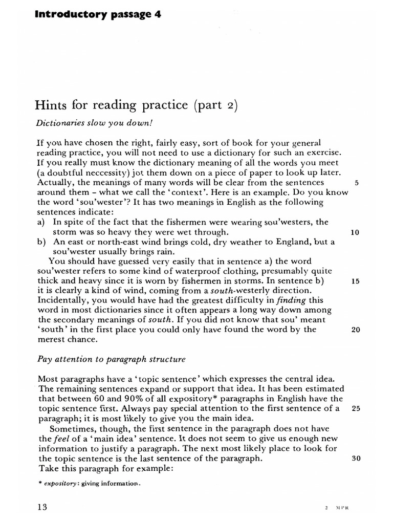 Ch.4 Hints For Reading (Part 2) | PDF | Paragraph | Speed Reading
