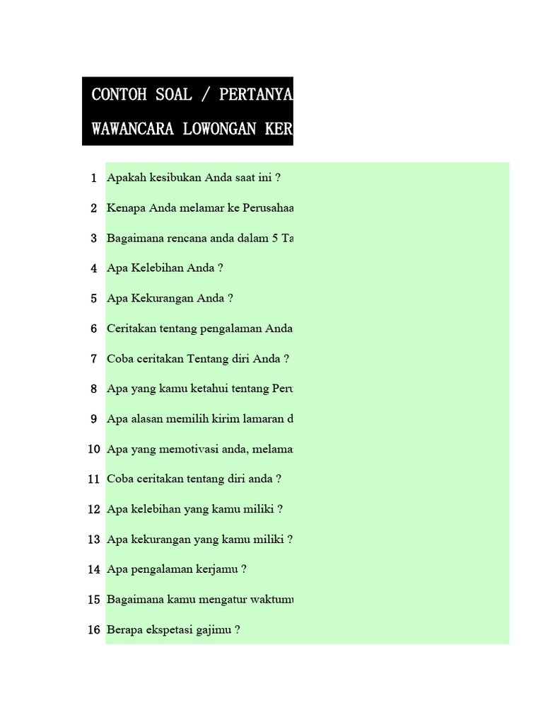 Soal & Jawaban Interview 2024 | PDF