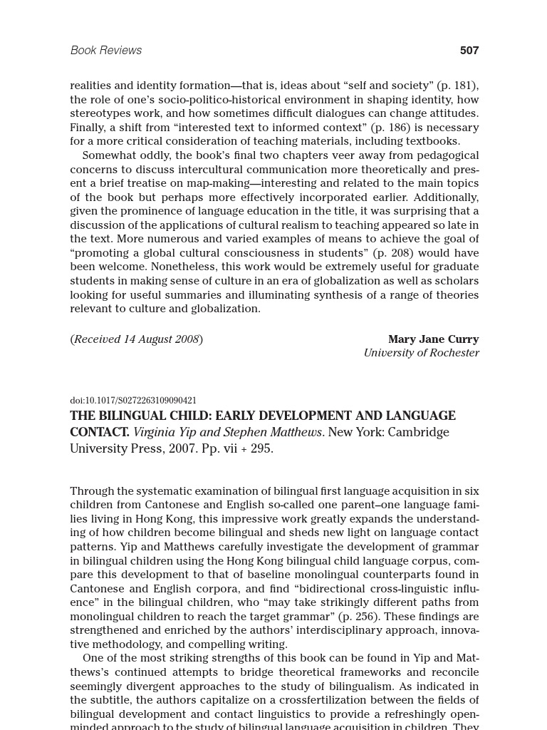 Logan Terry 2009 | PDF | Multilingualism | Language Acquisition