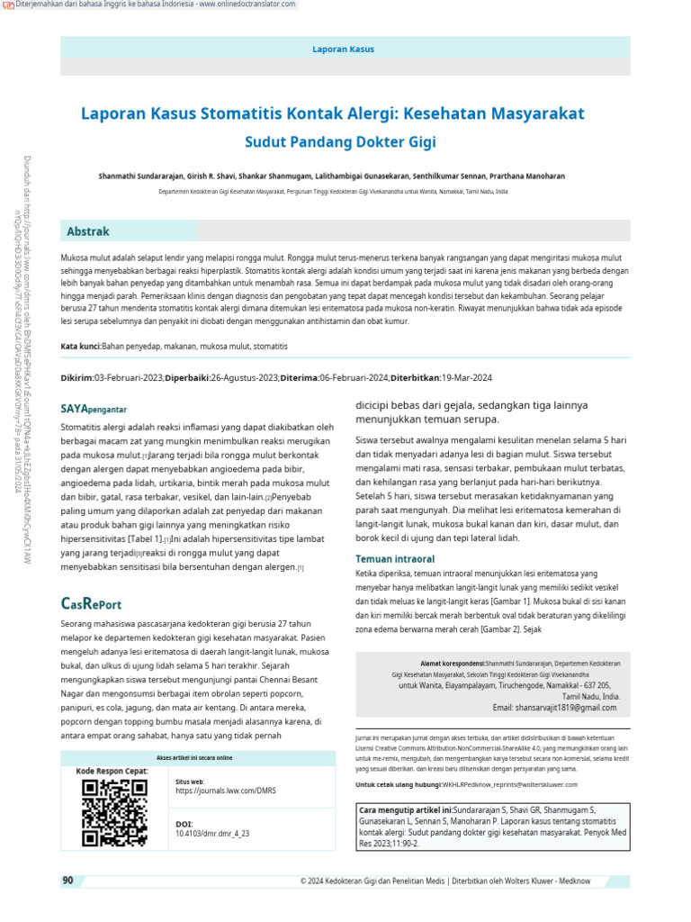 Case Report On Allergic Contact Stomatitis - A Public Health Dentist's ...