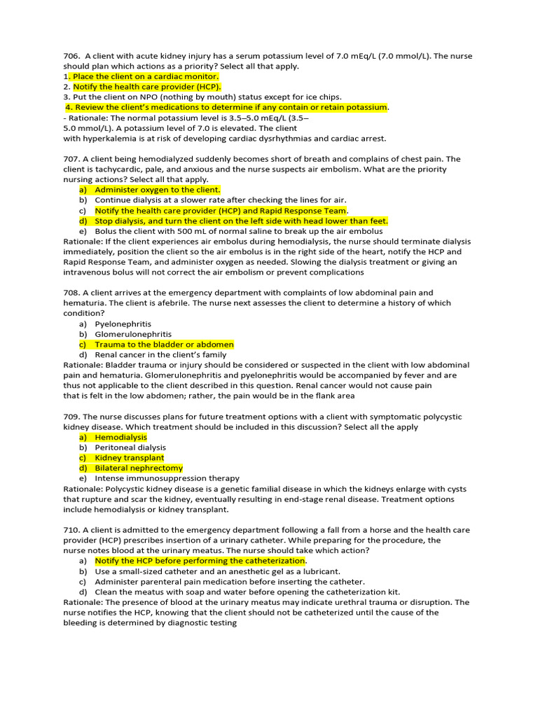 Practice QS Nclex | PDF | Hemodialysis | Kidney