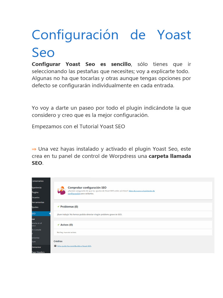 Guía de Configuración de Yoast SEO | PDF | Posicionamiento en buscadores | Facebook