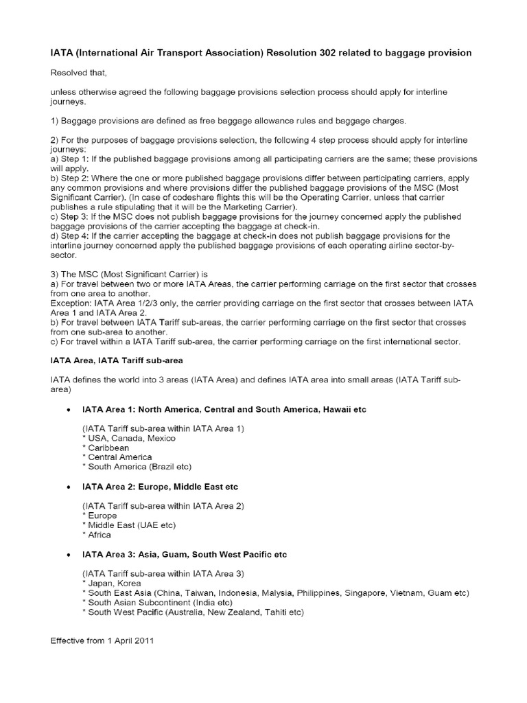 IATA Resolution 302 BAGAGGE | PDF