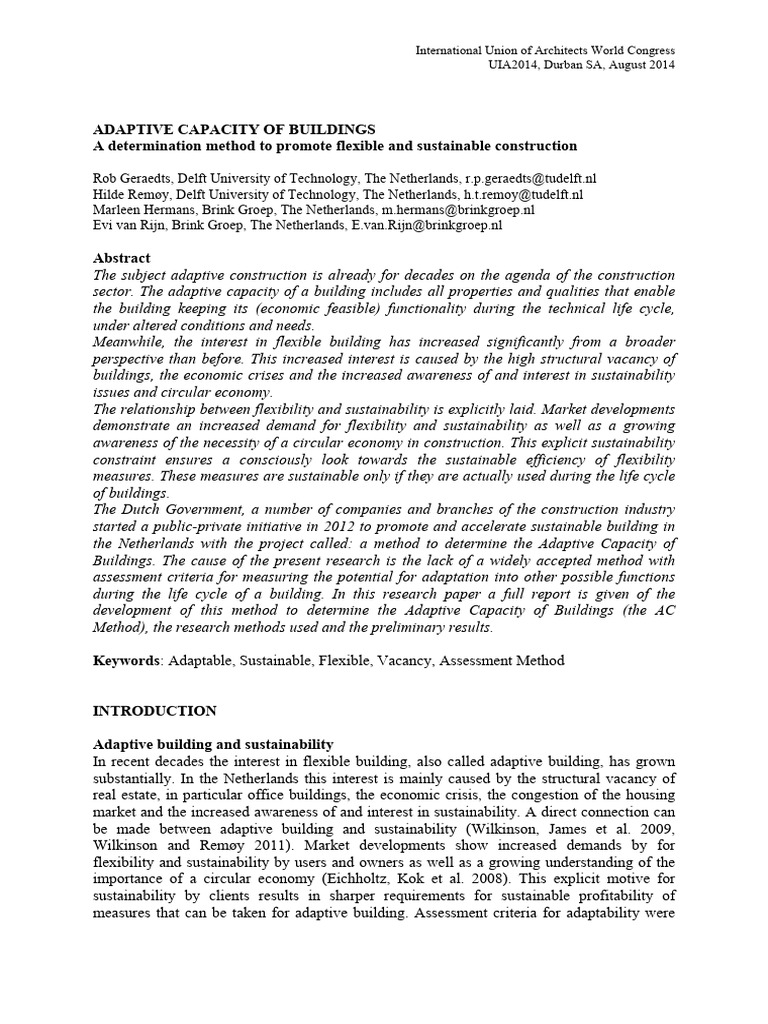 Assessing Building Adaptive Capacity | PDF | Sustainability | Life ...