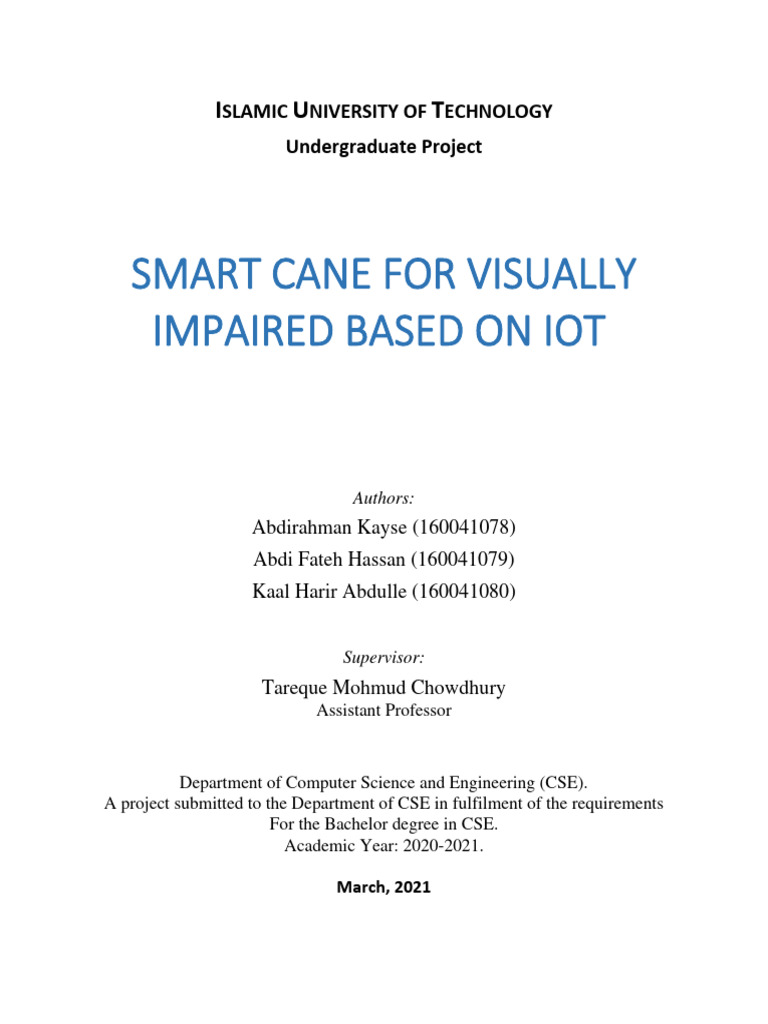 IoT-Based Smart Cane for the Visually Impaired | PDF | Arduino | Smartphone