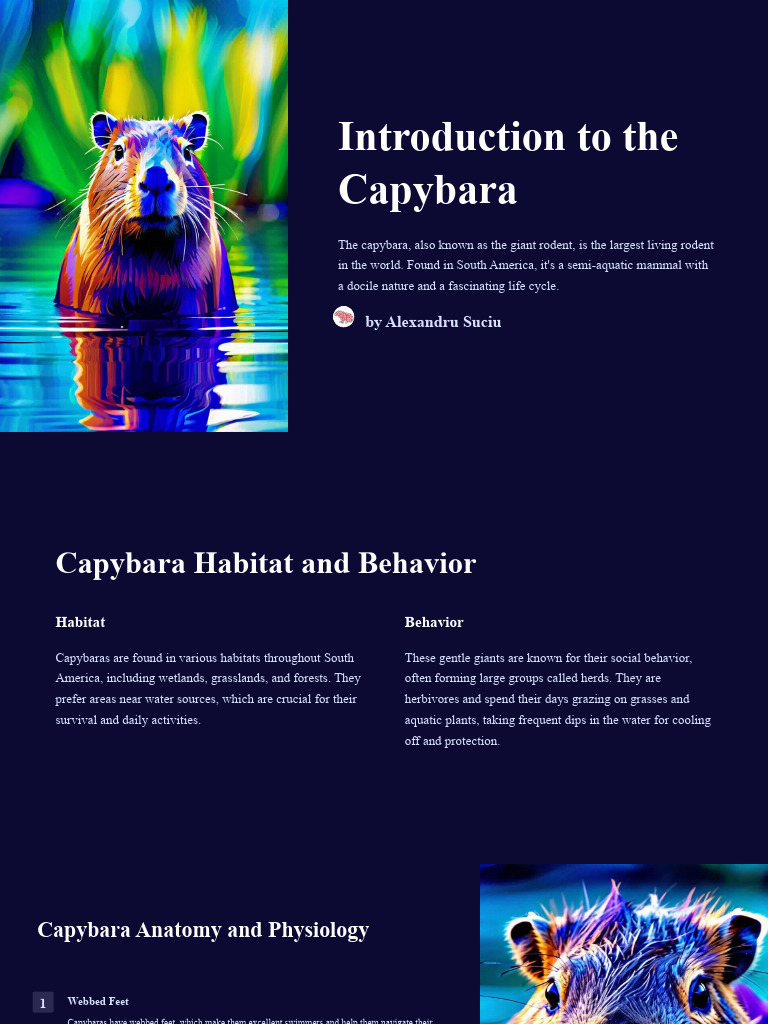 Introduction To The Capybara | PDF | Habitat | Herbivore