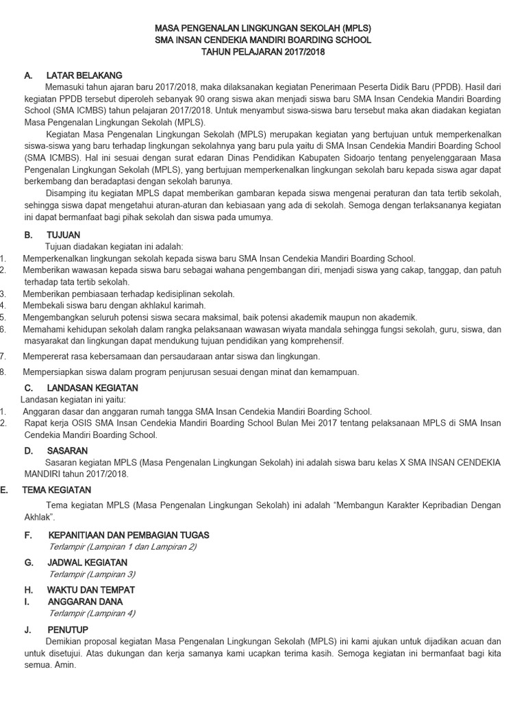 Masa Pengenalan Lingkungan Sekolah Pdf