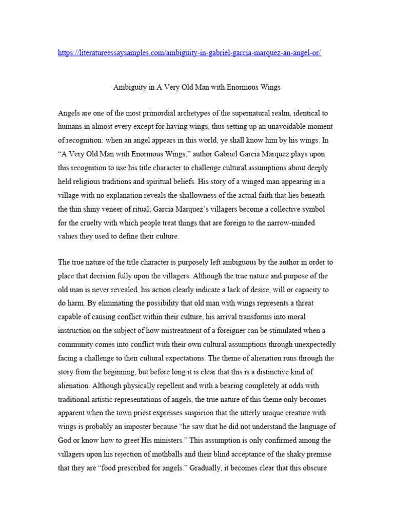Ambiguity in A Very Old Man With Enormous Wings | PDF | Angel | Faith