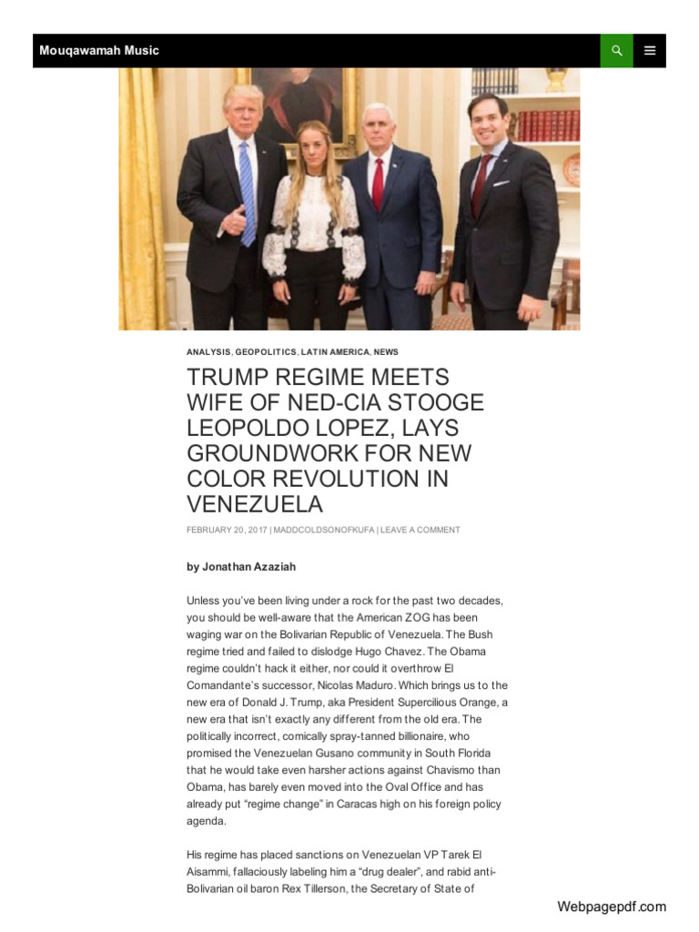 Trump Regime Meets Wife of Ned-CIA Stooge Leopoldo Lopez, Lays ...