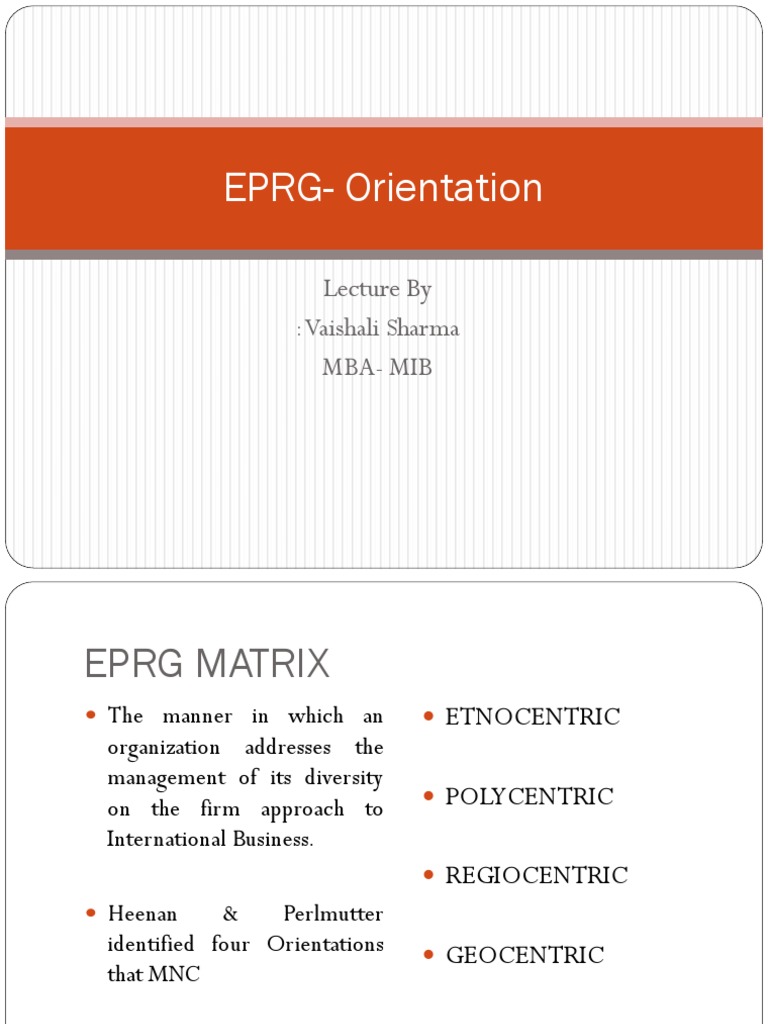 Eprg Matrix | PDF | Strategic Management | International Business