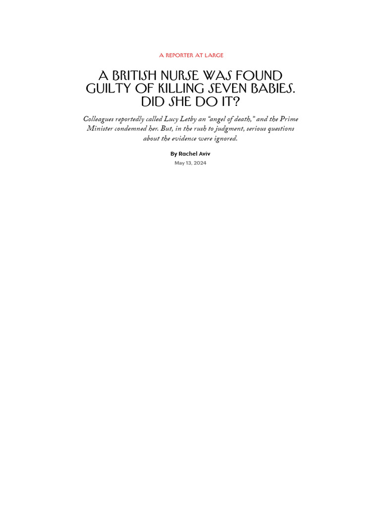 A British Nurse Was Found Guilty of Killing Seven Babies. Did She Do It ...