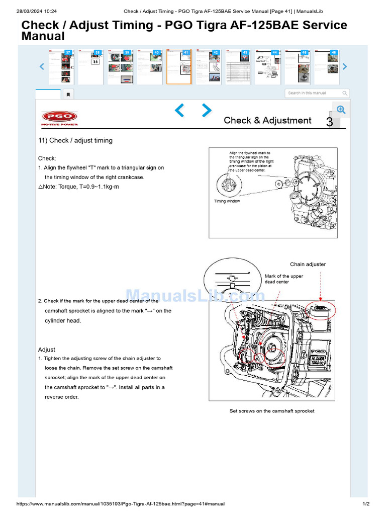 PGO Tigra AF-125BAE Timing Adjustment Guide | PDF | Machines | Vehicle ...