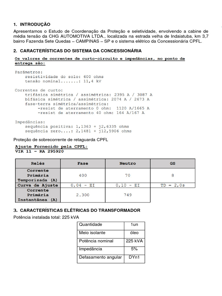 Estudo de Proteção Elétrica CHG Automotiva | PDF | Ciência de Materiais ...