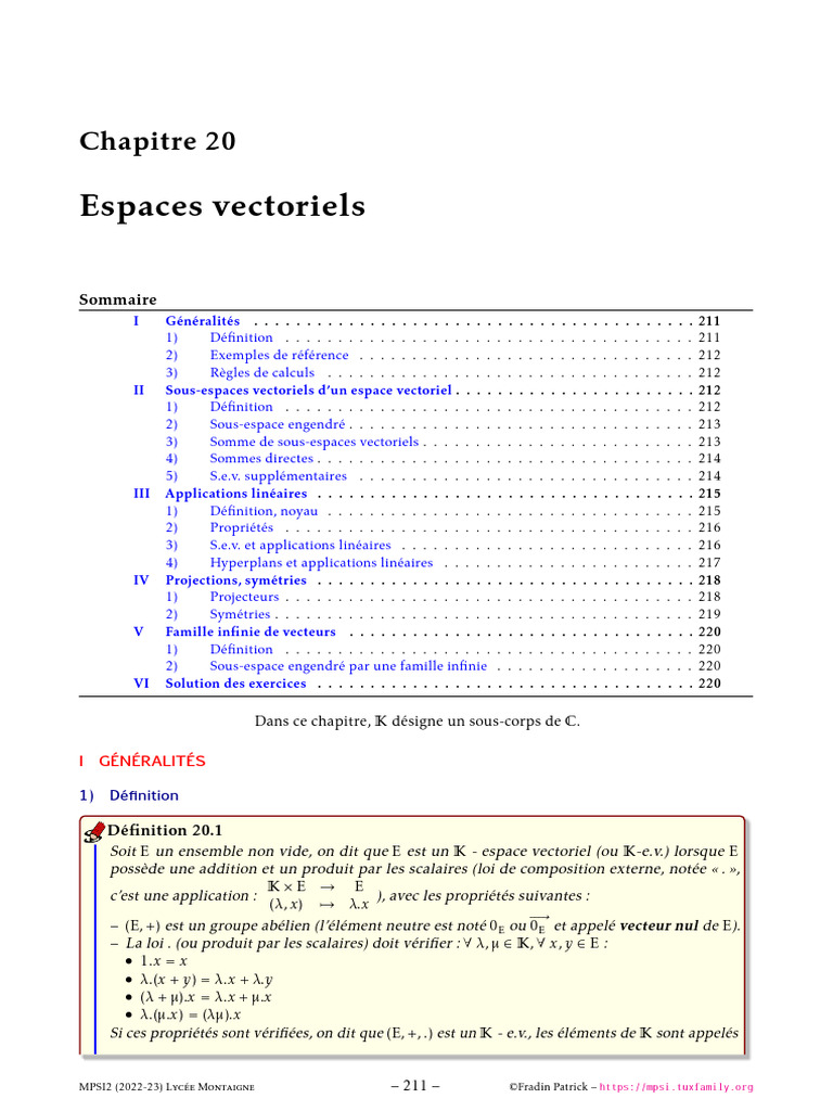 Espaces vectoriels : définitions et applications | PDF | Espace ...